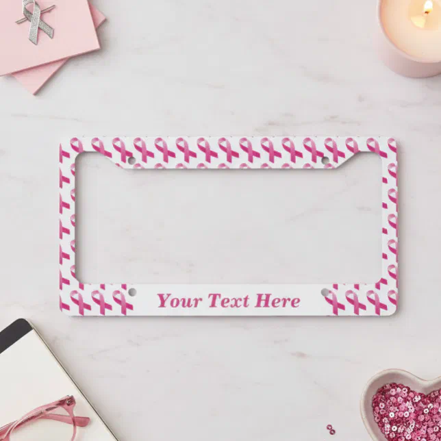 Pink Ribbon Breast Cancer Awareness License Plate Frame | Zazzle
