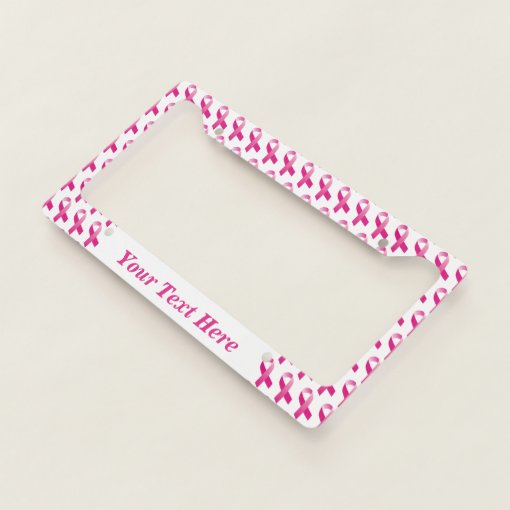Pink Ribbon Breast Cancer Awareness License Plate Frame | Zazzle