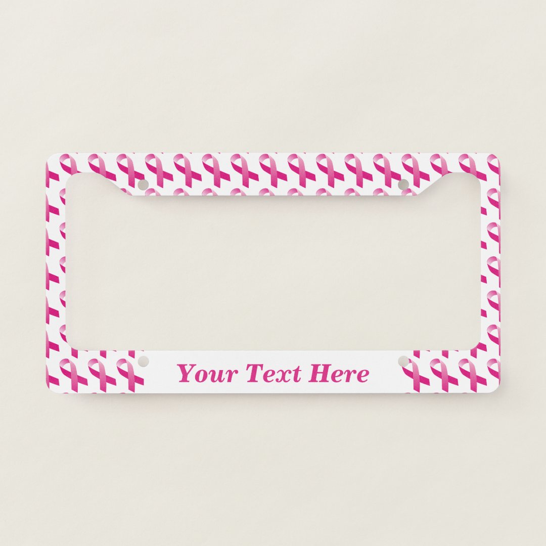 Pink Ribbon Breast Cancer Awareness License Plate Frame | Zazzle