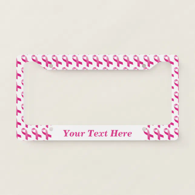 Pink Ribbon Breast Cancer Awareness License Plate Frame | Zazzle