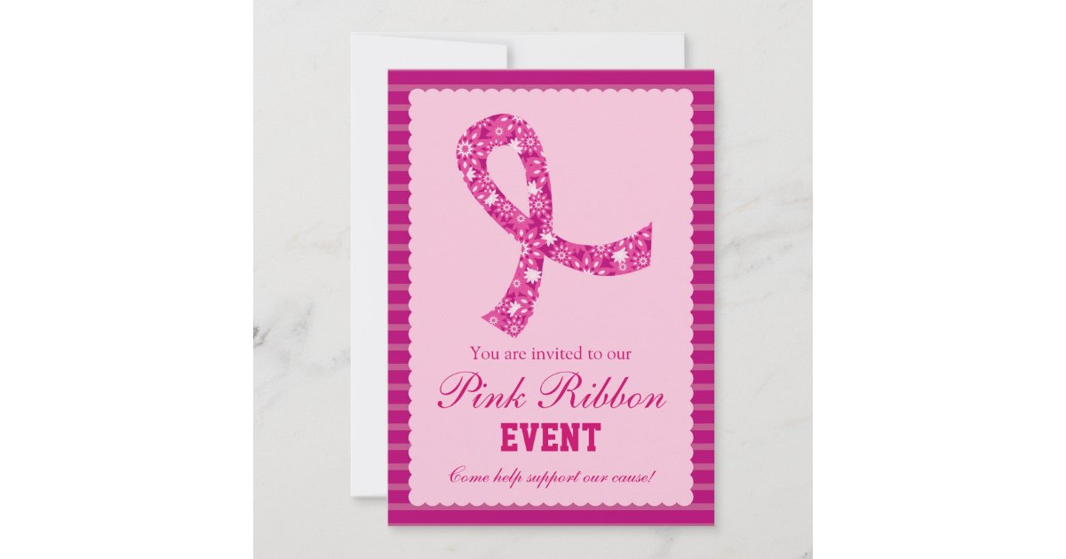 Pink Ribbon Breast Cancer Event Invitation | Zazzle