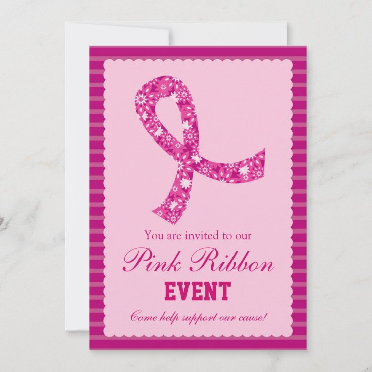Pink Ribbon Breast Cancer Event Invitation | Zazzle