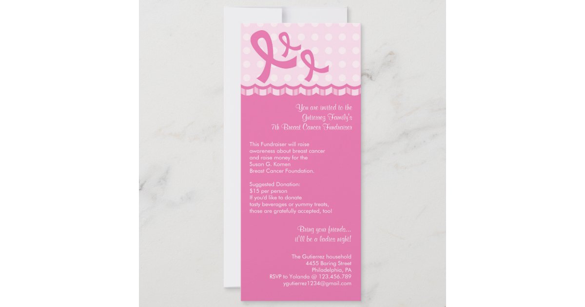 Pink Ribbon Breast Cancer Event Invitation | Zazzle