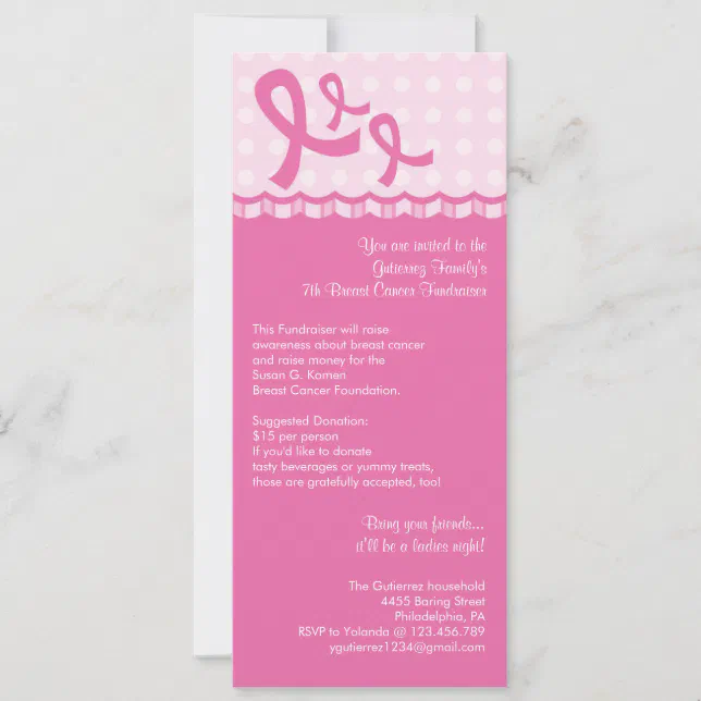 Pink Ribbon Breast Cancer Event Invitation | Zazzle