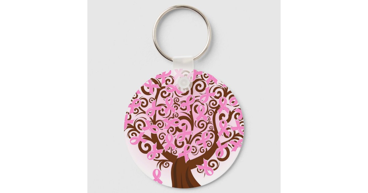 Pink ribbon breast cancer key chain | Zazzle