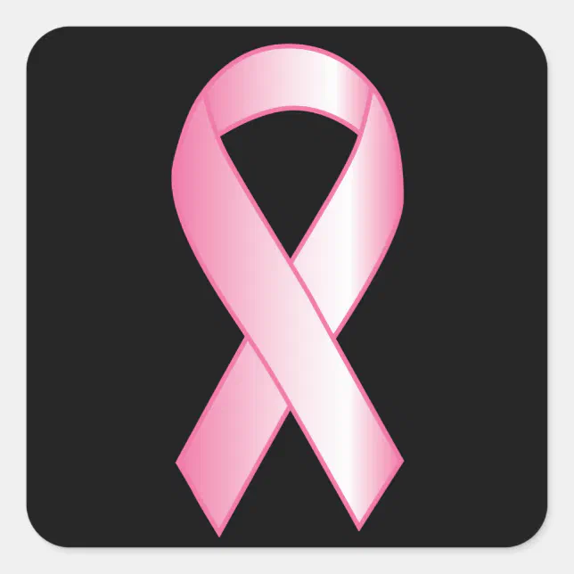 Pink Ribbon Breast Cancer Research Square Sticker | Zazzle