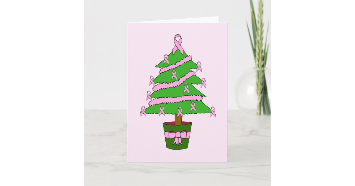 Pink Ribbon, Breast Cancer Support Christmas Holiday Card | Zazzle