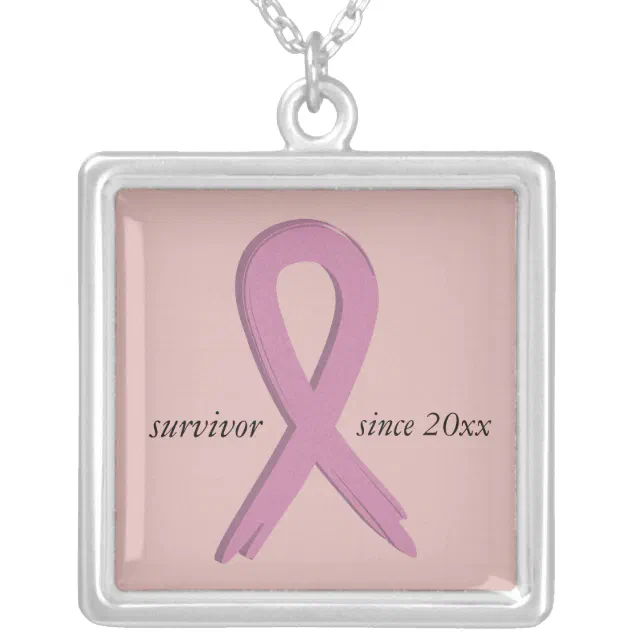 Pink Ribbon Breast Cancer Survivor Necklace | Zazzle