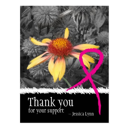 Pink Ribbon Breast Cancer Thank You Postcard | Zazzle.com