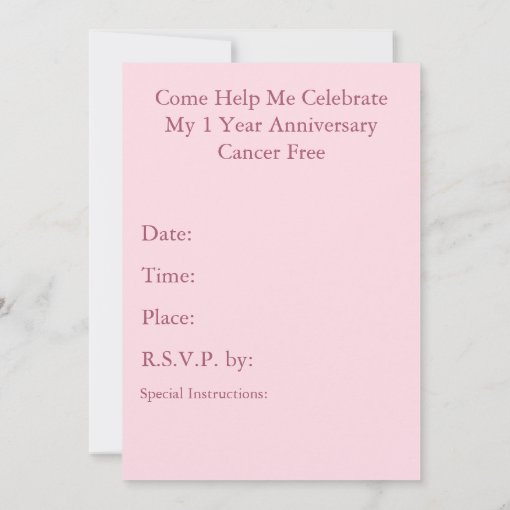 Pink Ribbon Cancer Free Anniversary Invitation | Zazzle