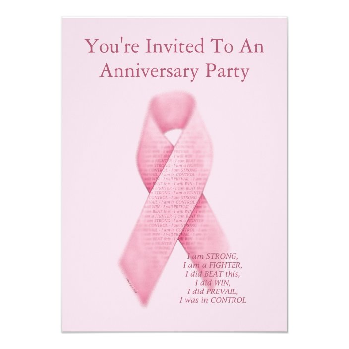 Pink Ribbon Cancer Free Anniversary Invitation | Zazzle.com
