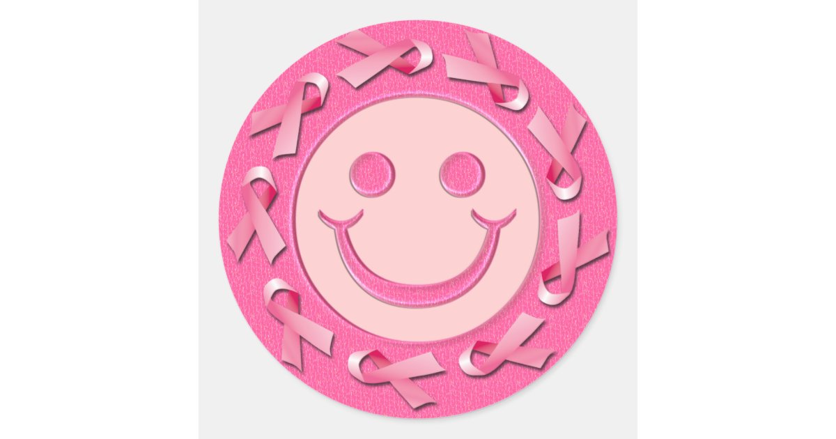 PINK RIBBON FACE CLASSIC ROUND STICKER | Zazzle