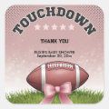 Pink Ribbon Football Touchdown Baby Shower Square Sticker | Zazzle