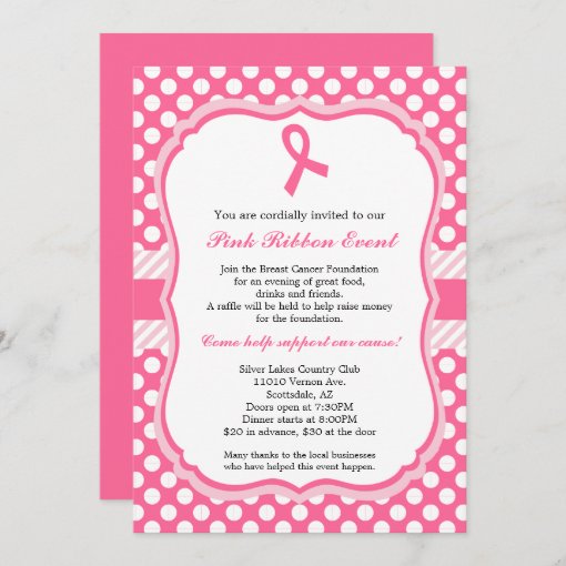 Pink Ribbon Fundraising Event Invitation | Zazzle