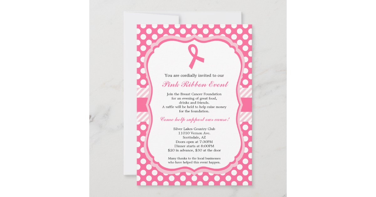 Pink Ribbon Fundraising Event Invitation | Zazzle