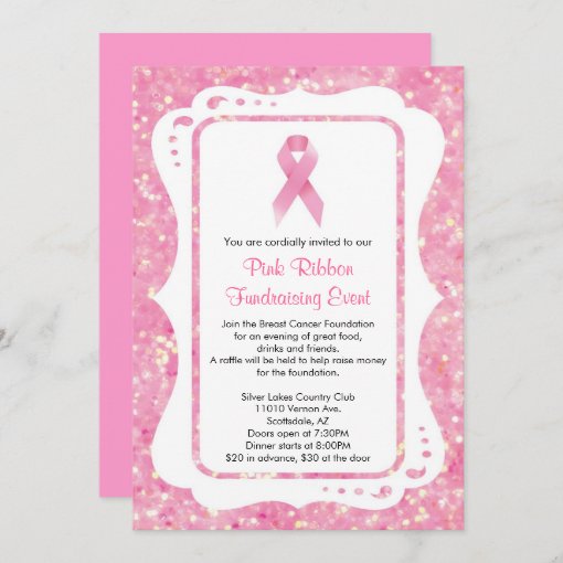 Pink Ribbon Fundraising Event Invitation | Zazzle