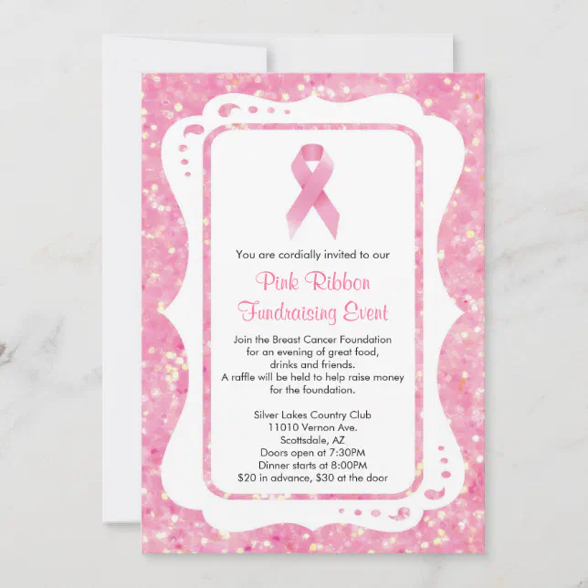Pink Ribbon Fundraising Event Invitation | Zazzle