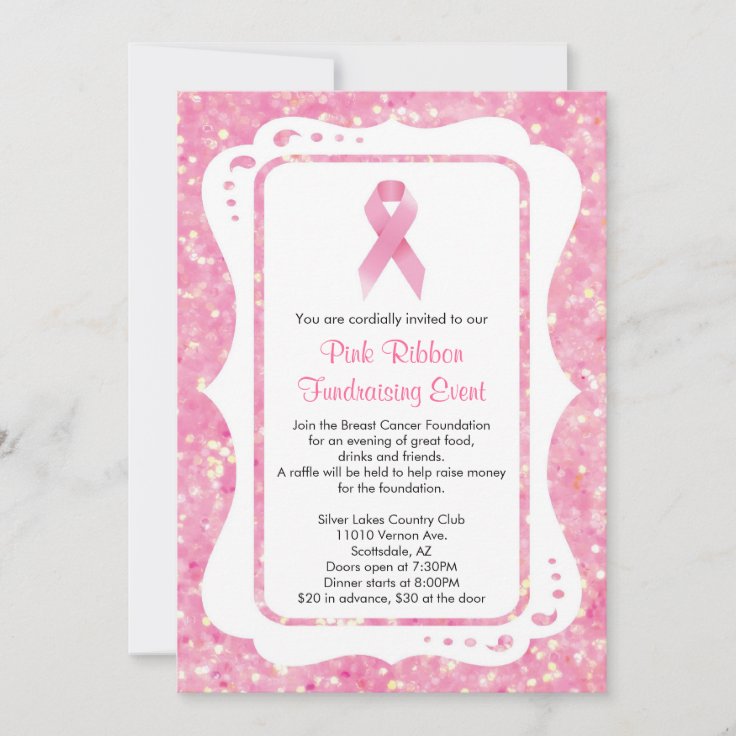 Pink Ribbon Fundraising Event Invitation | Zazzle