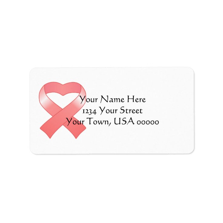 Pink Ribbon Heart Address Labels | Zazzle