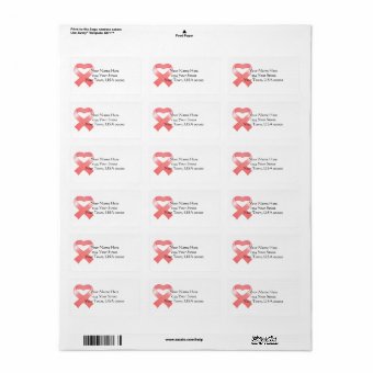 Pink Ribbon Heart Address Labels | Zazzle