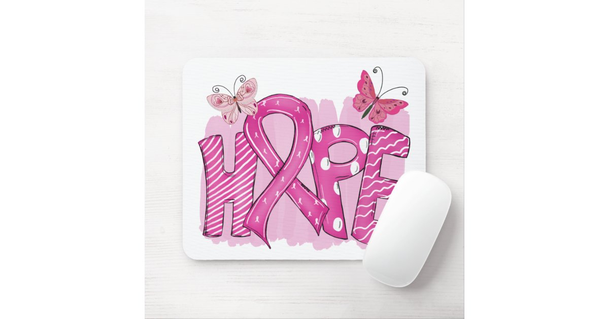 Pink Ribbon Hope Fighter Warrior Breast Cancer Mouse Pad | Zazzle