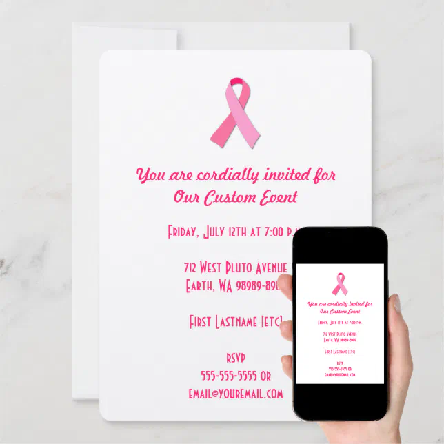 Pink Ribbon Invitation | Zazzle