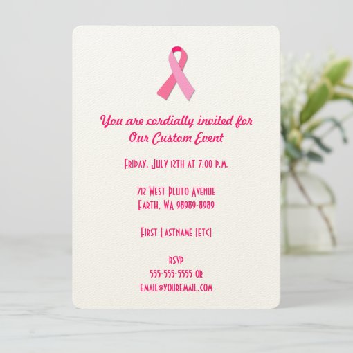 Pink Ribbon Invitation | Zazzle