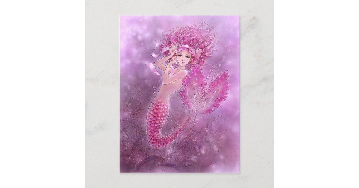 Pink Ribbon Mermaid Postcard | Zazzle