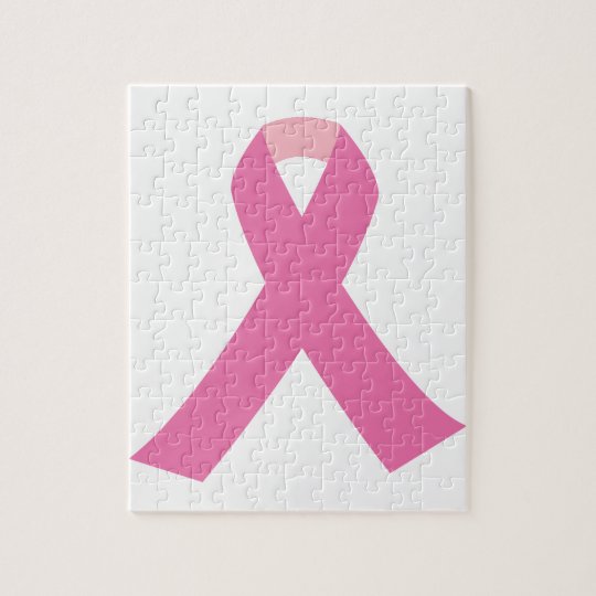 Pink ribbon of breast cancer awareness jigsaw puzzle | Zazzle.com