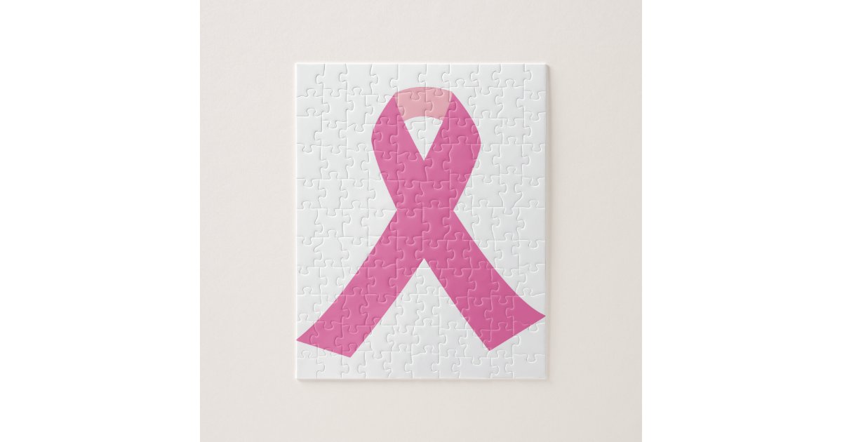Pink ribbon of breast cancer awareness jigsaw puzzle | Zazzle