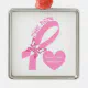 Pink Ribbon Pink Hope Breast cancer awareness Metal Ornament | Zazzle