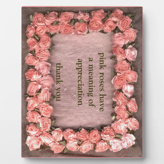 Pink Ribbon Roses Satin Fabric Photo Frame Appreci | Zazzle