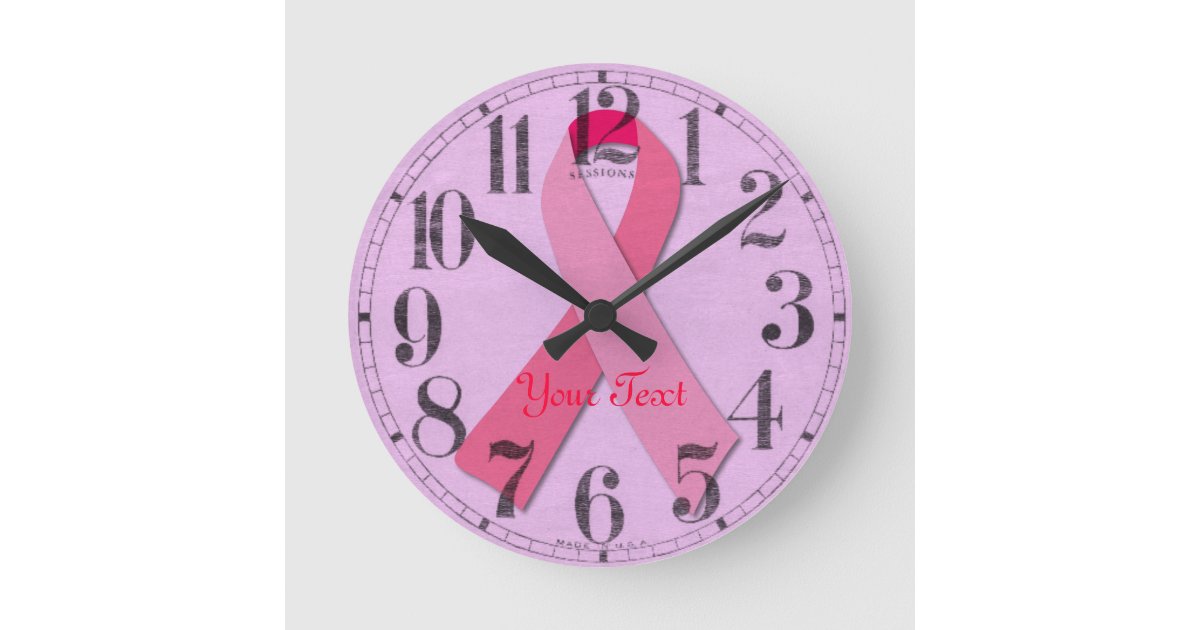 Pink Ribbon Round Clock | Zazzle