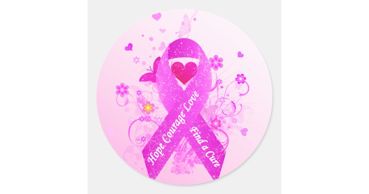 Pink Ribbon Vintage Classic Round Sticker | Zazzle