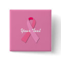 Pink Ribbon with Custom Text Button | Zazzle