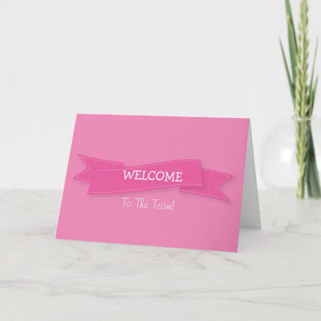 Pink Ribbon with White Border Cute Welcome Card | Zazzle