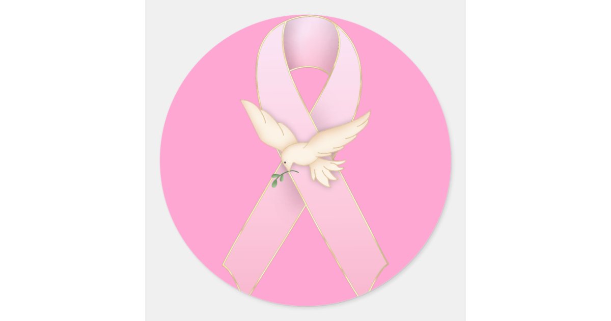 Pink Ribbon with White Dove Stickers | Zazzle