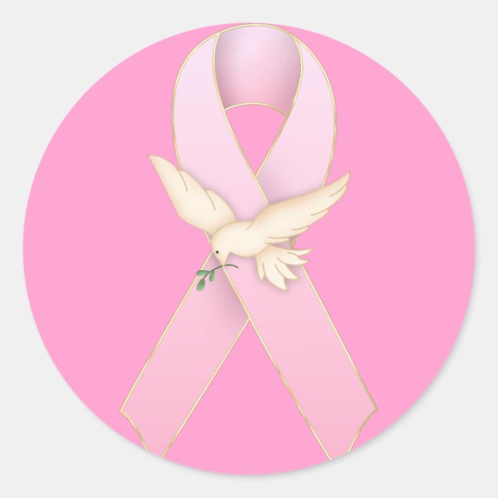 Pink Ribbon with White Dove Stickers | Zazzle.com