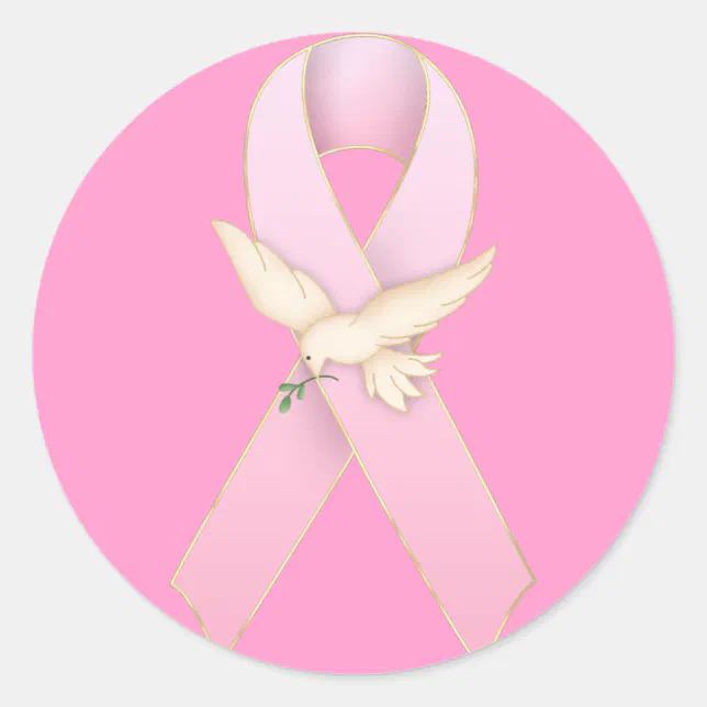 Pink Ribbon with White Dove Stickers | Zazzle
