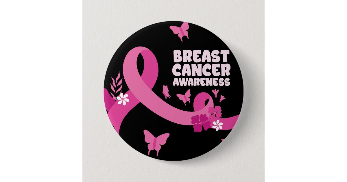 Pink Ribbon Women Cancer Breast Cancer Awareness Button | Zazzle