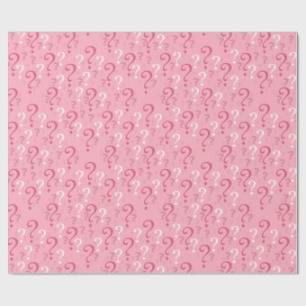 Pink riddle me this mystery question mark wrapping paper | Zazzle