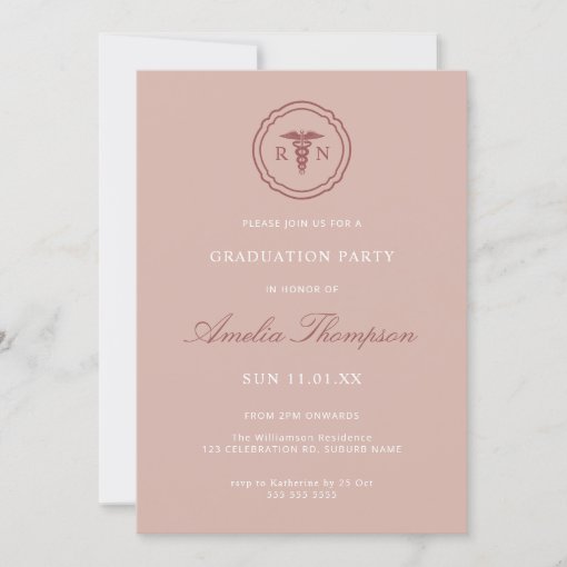 Pink RN Grad Party Nurse Graduation Invitation | Zazzle