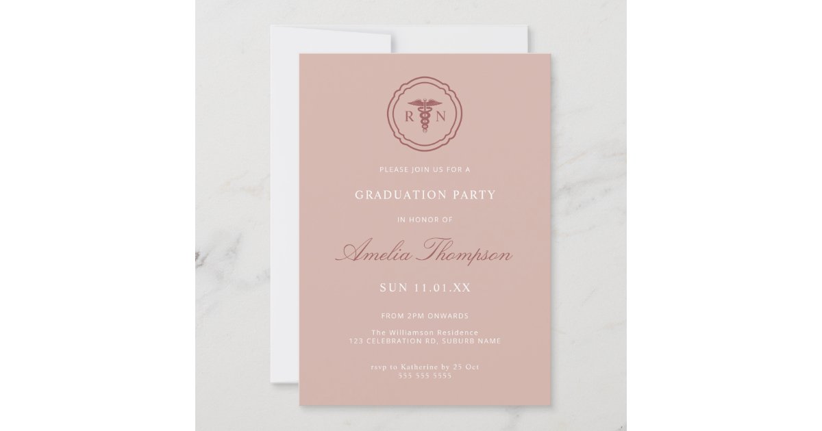 Pink RN Grad Party Nurse Graduation Invitation | Zazzle