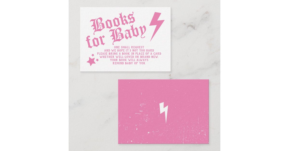Pink Rock N Roll Baby Shower Book Request Enclosure Card | Zazzle