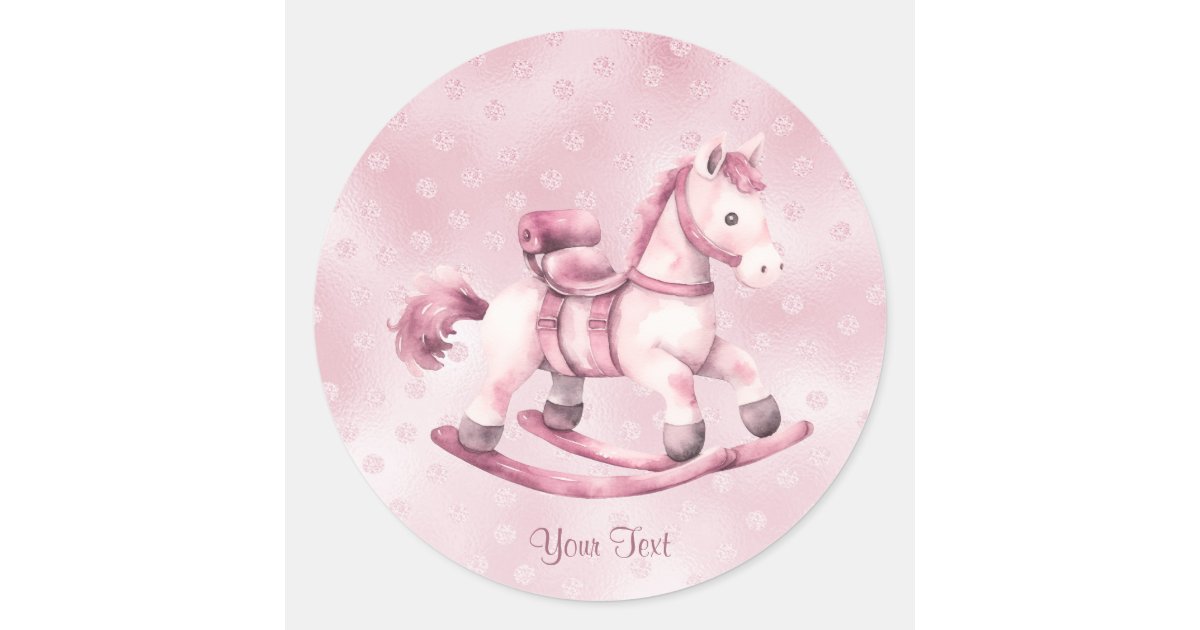 Pink Rocking Horse Sticker | Zazzle