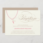 PINK ROSARY BEADS | BAPTISM INVITATION | Zazzle