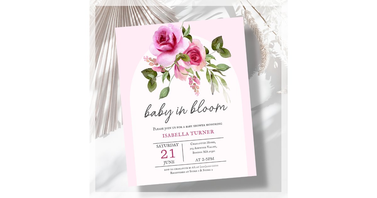 Pink Rose Baby Shower Budget Invitation | Zazzle