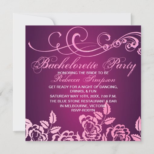 Pink Rose Bachelorette Party Invitation | Zazzle