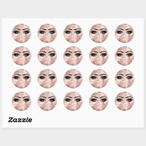 Pink Rose Beauty Glitter Skin Lash Makeup Cleaner Classic Round Sticker ...