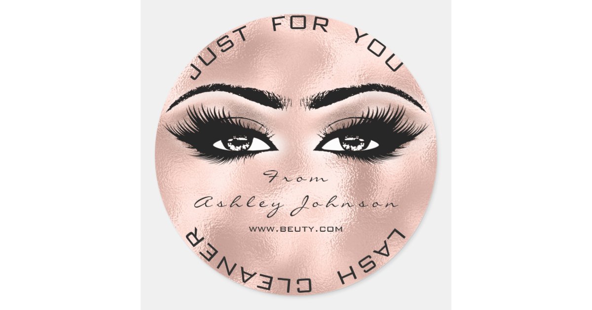 Pink Rose Beauty Glitter Skin Lash Makeup Cleaner Classic Round Sticker ...